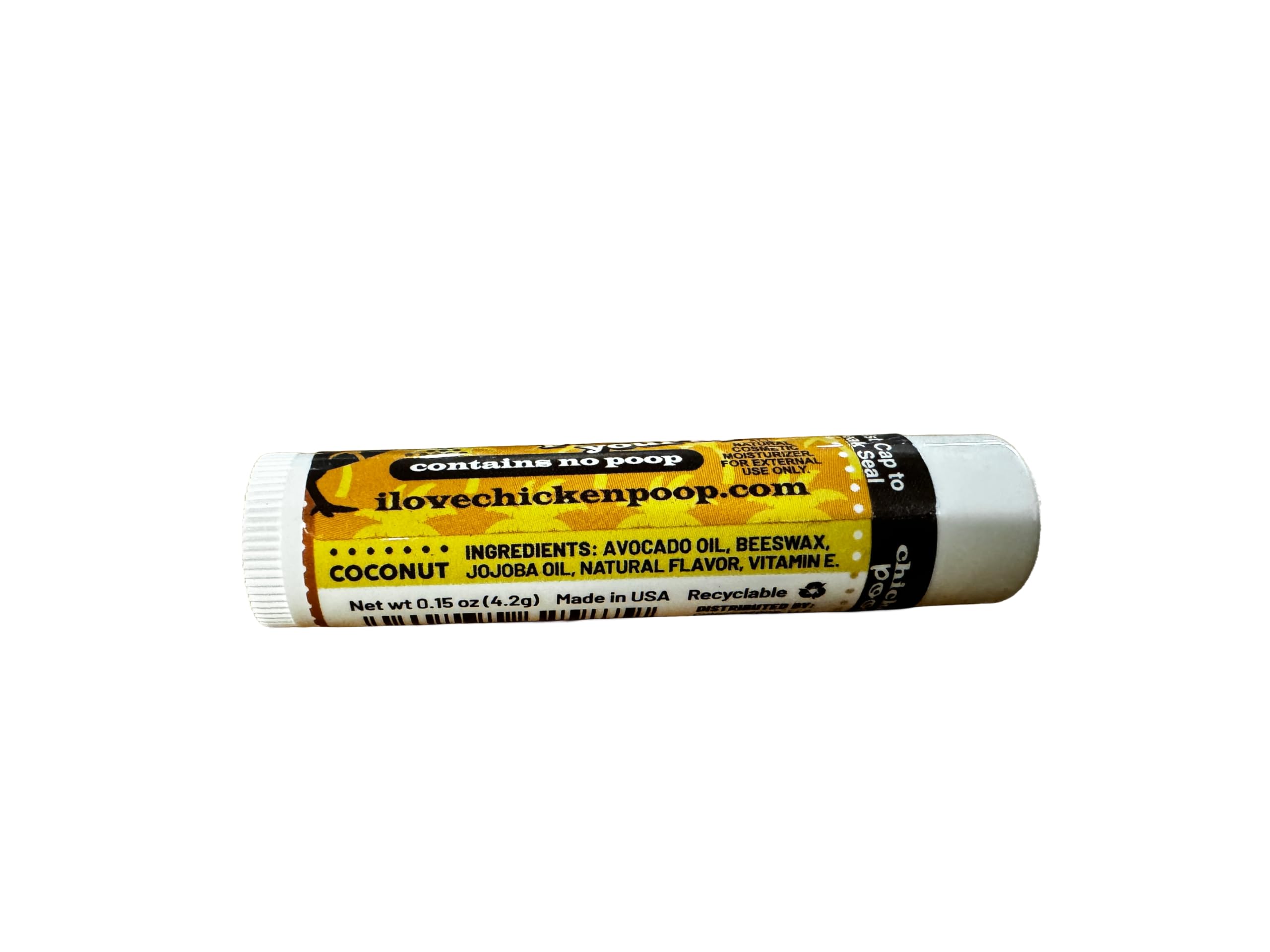 Chicken Poop Lip Balm Simone Chickenbone 100% Natural Moisturizer for Dry, Chapped Lips, Combo (Original, Mint, Outdoors with SPF 30, Coconut), 4 Pack