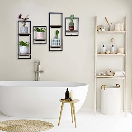 Cocoyard Floating Shelves, Wall Mounted Shelf, Set of 2. Modular Wall Shelf Set. Perfect for Living Room Bedroom Bathroom. Great Gift Ideas for Plant Lovers (Black, 8.1" W x 4.9" D x 23.6" H)