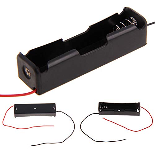 Envistia Mall 1S 18650 Battery Holder Case Box for 1X 18650 Button Top 3.7V Li-Ion with 6" Wire Leads