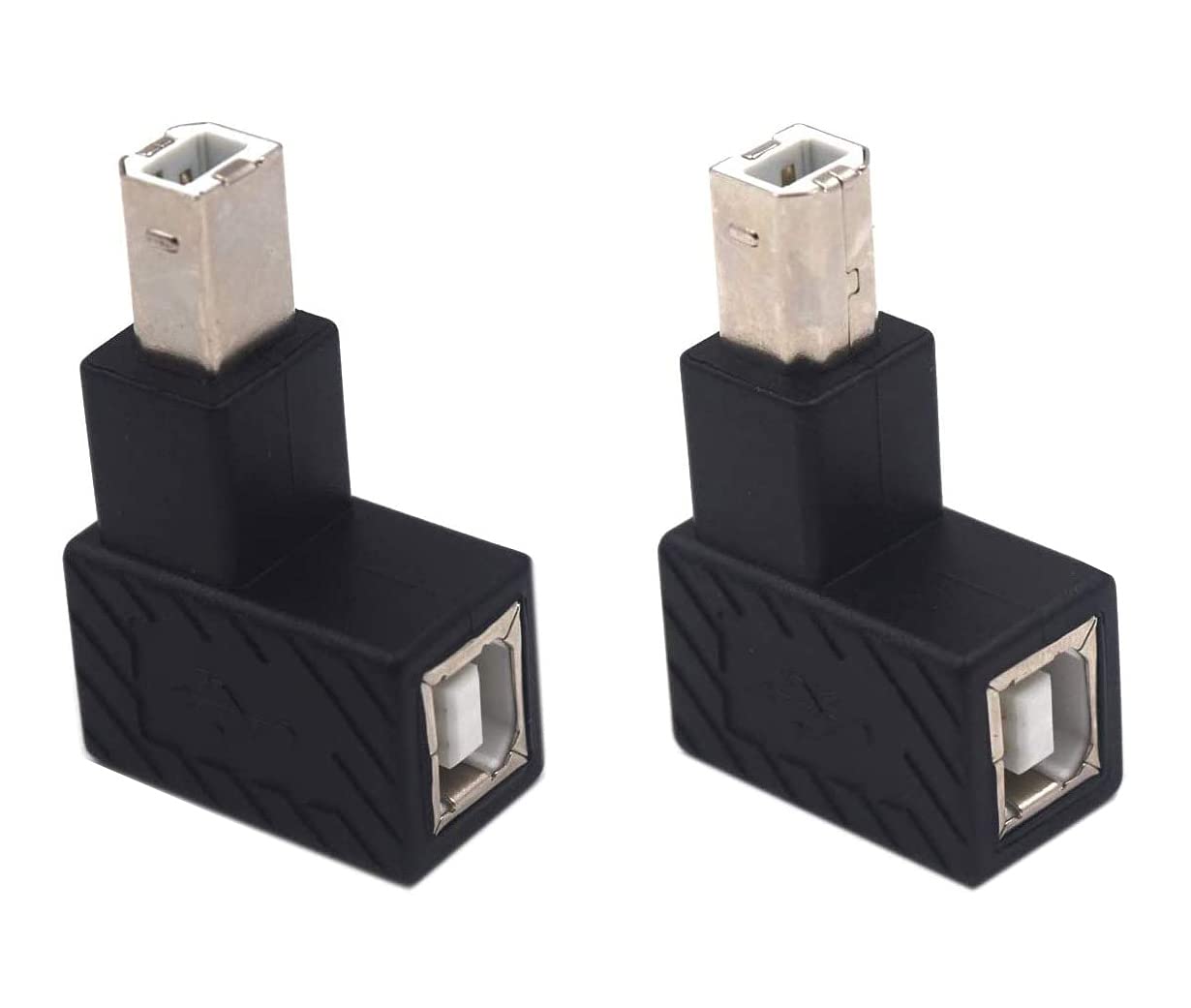 Traovien 90 Degree USB B Printer Adapter, 2 Pack USB 2.0 Type-B Male to Female Up and Down Angle Printing and Data Extension Adapter for Printer Scanner HDD (UP&Down)