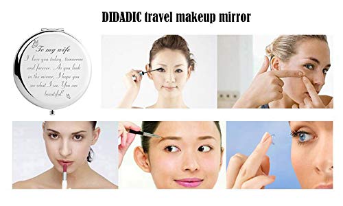 DIDADIC Wife Birthday Gift Ideas, Valentines Day Present for her, to My Wife Compact Mirror for Wedding Anniversary Mothers Day