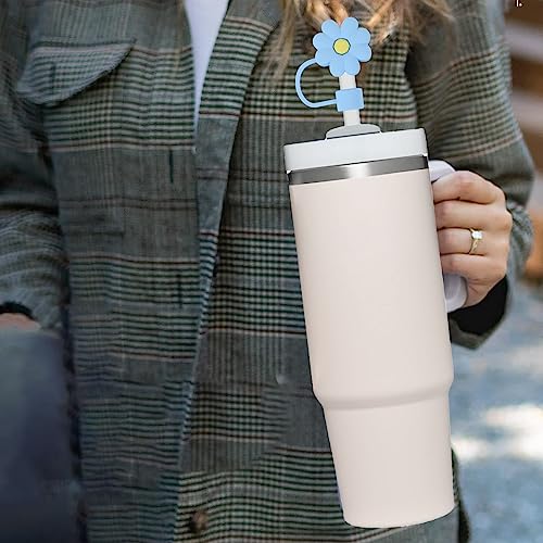 8Pcs Stanley Straw Cover Cap 10mm Cute Silicone Daisy Straw Topper Compatible with Stanley 30&40 Oz Tumbler with Handle Straw Tip Covers for Simple Modern Tumbler Accessories Reusable Straws Protector