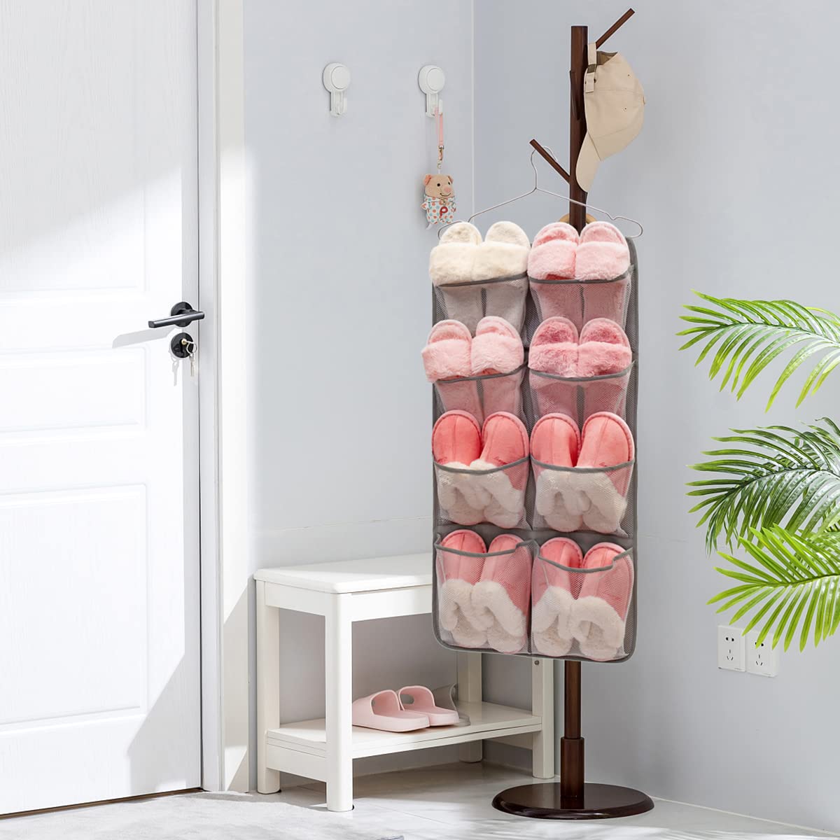 ANZORG Dual-Sided Hanging Closet Organizer Bra Underwear Socks Stocking Clothes Storage Bag with 16 Large Pockets (MESH POCKETS)
