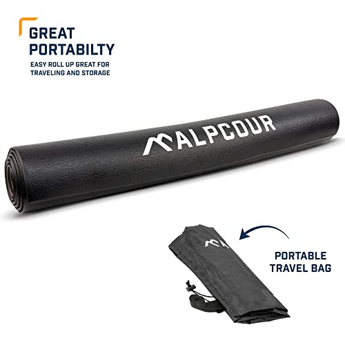 Alpcour Bike Trainer Mat – 36”x78” Multipurpose Carpet and Floor Protection – Water-resistant with Anti-slip Texture and Noise Insulation for Home and Indoor Gym Workout Cycling