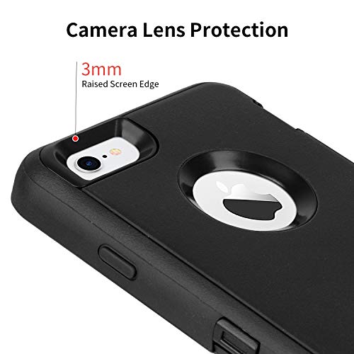 CAFEWICH iPhone 6/6S Case Heavy Duty Shockproof High Impact Tough Rugged Hybrid Rubber Triple Defender Protective Anti-Shock Silicone Mobile Phone Cover for iPhone 6/6S 4.7"(Black)
