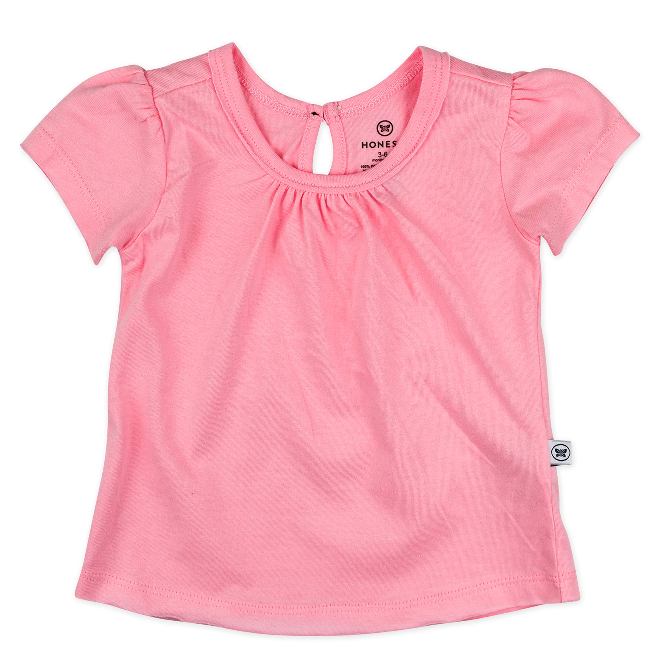 HonestBaby Organic Cotton Puff Sleeve T-Shirt Multi-Packs, 10-Pack Rainbow Girl, 24 Months