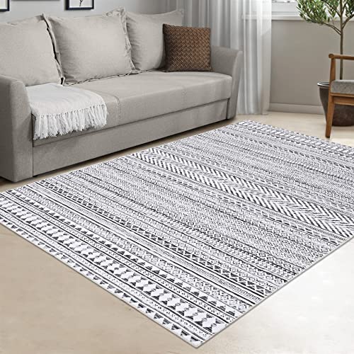 RUGSREAL Machine Washable Area Rug Boho Rug for Living Room Low Pile Non-Slip Rug Stain Resistant Area Rug for Bedroom Home Office, 8' x 10'