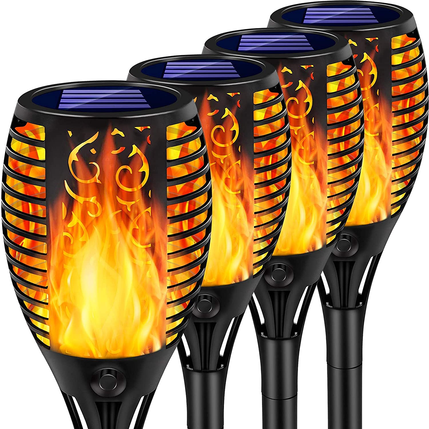 Arrinew Upgraded Outdoor Solar Torch Lights, 33 LED Solar Light Torches with Dancing Flickering Flame, Waterproof Landscape Decoration Lights for Garden Pathway Yard Patio Driveway (4 Pack)