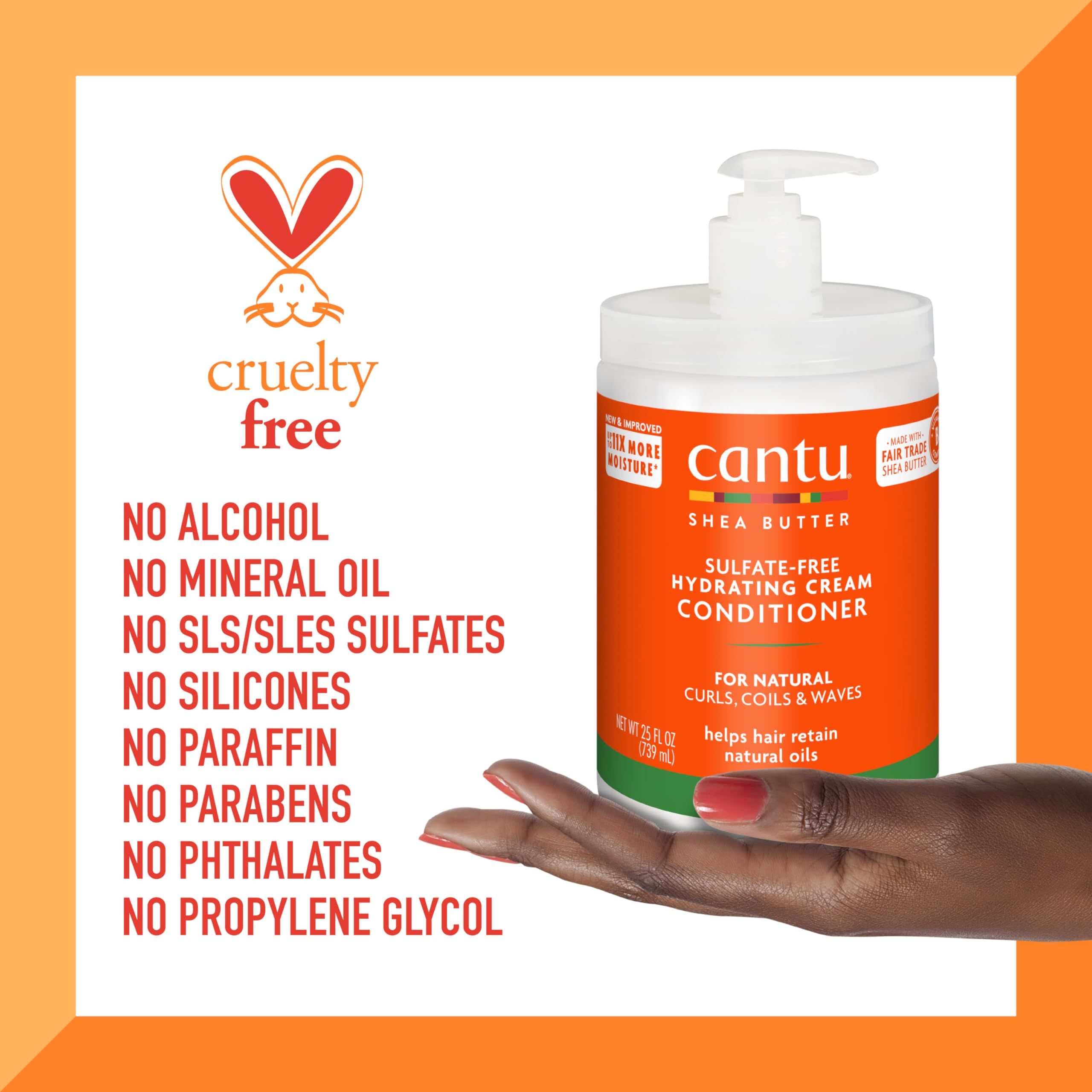 Cantu Sulfate-Free Hydrating Cream Conditioner with Shea Butter for Natural Hair, 25 fl oz