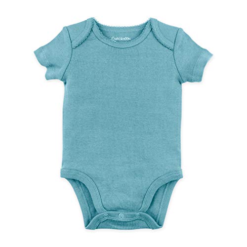 Mac & Moon Organic Cotton 5-Pack Short Sleeve Bodysuits in Bunny Floral Tones, Baby Girl