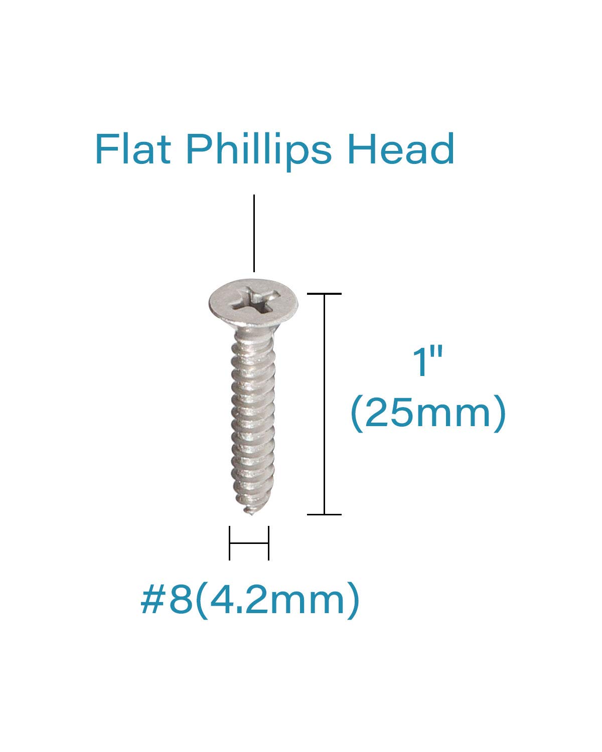 IMScrews 100pcs #8 x 1" (25mm) Stainless Flat Head Phillips Wood Screws 18-8 (304) Stainless Steel Countersunk Self Tapping Screws