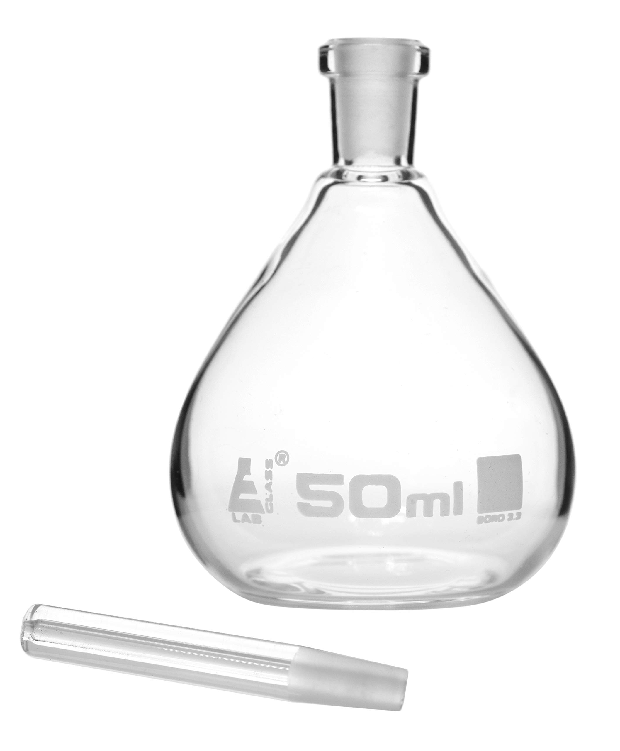 EISCO Specific Gravity Bottle, 50ml - Flat Bottom with Perforated Stopper - Borosilicate Glass Labs