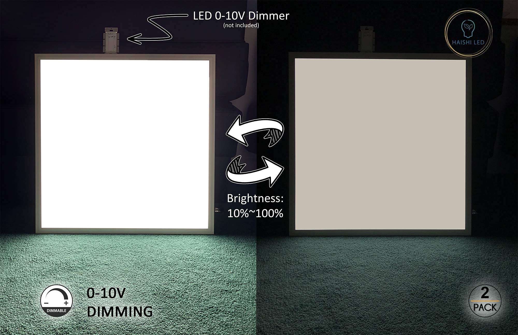 2 Pack Dimmable 1x4 Ft 37W Slim LED Panel Light, White Frame, CCT 5000K (Daylight) 3960 Lumen, 100-277V, DLC Listed, Flicker Free 0-10V Dimming