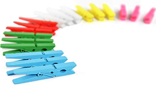 Home-X Set Large Colorful Heavy-Duty Wooden Clothespins Set of 24-8 Colors-3”L