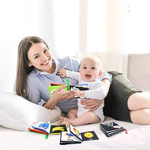 4 Crinkle Book Baby Toy High Contrast Black and White Newborn Book Soft Cloth Book Touch and Feel Sensory Fabric Book Soft Tip Book Early Education Learning Books Toy for 3 6 12 Months