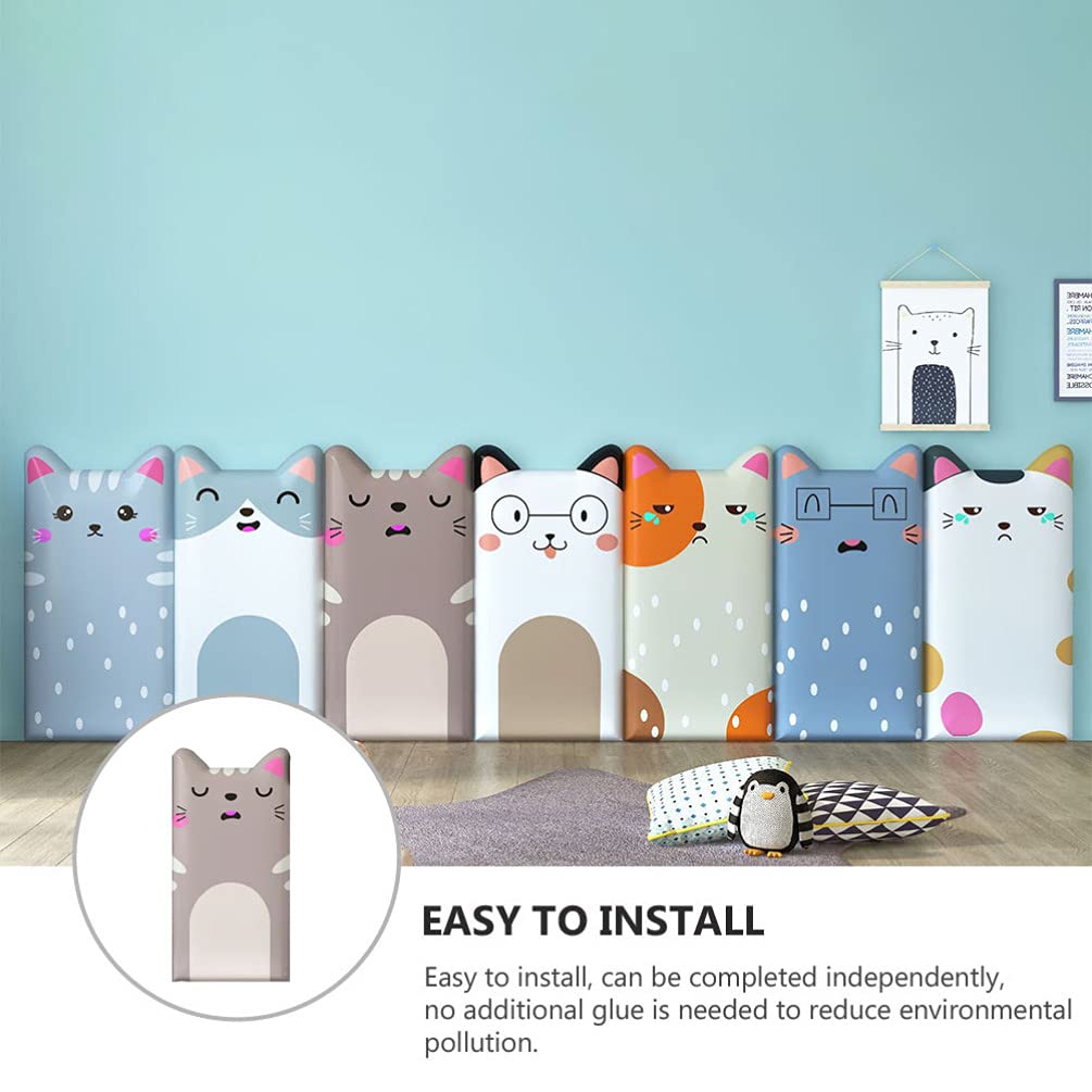 3D Self- Adhesive Thicken Wall Padding for Room, Anti- Collision Wall Stickers Cartoon Design Wallpaper Murals Soft Wall Mat for Nursery 1pcs (As Shown)
