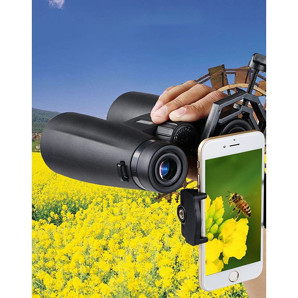 12X50 Binoculars Professional High Definition with Smartphone Adapter BAK4 Prism FMC Lens for Birds Watching Hunting Handheld Telescope