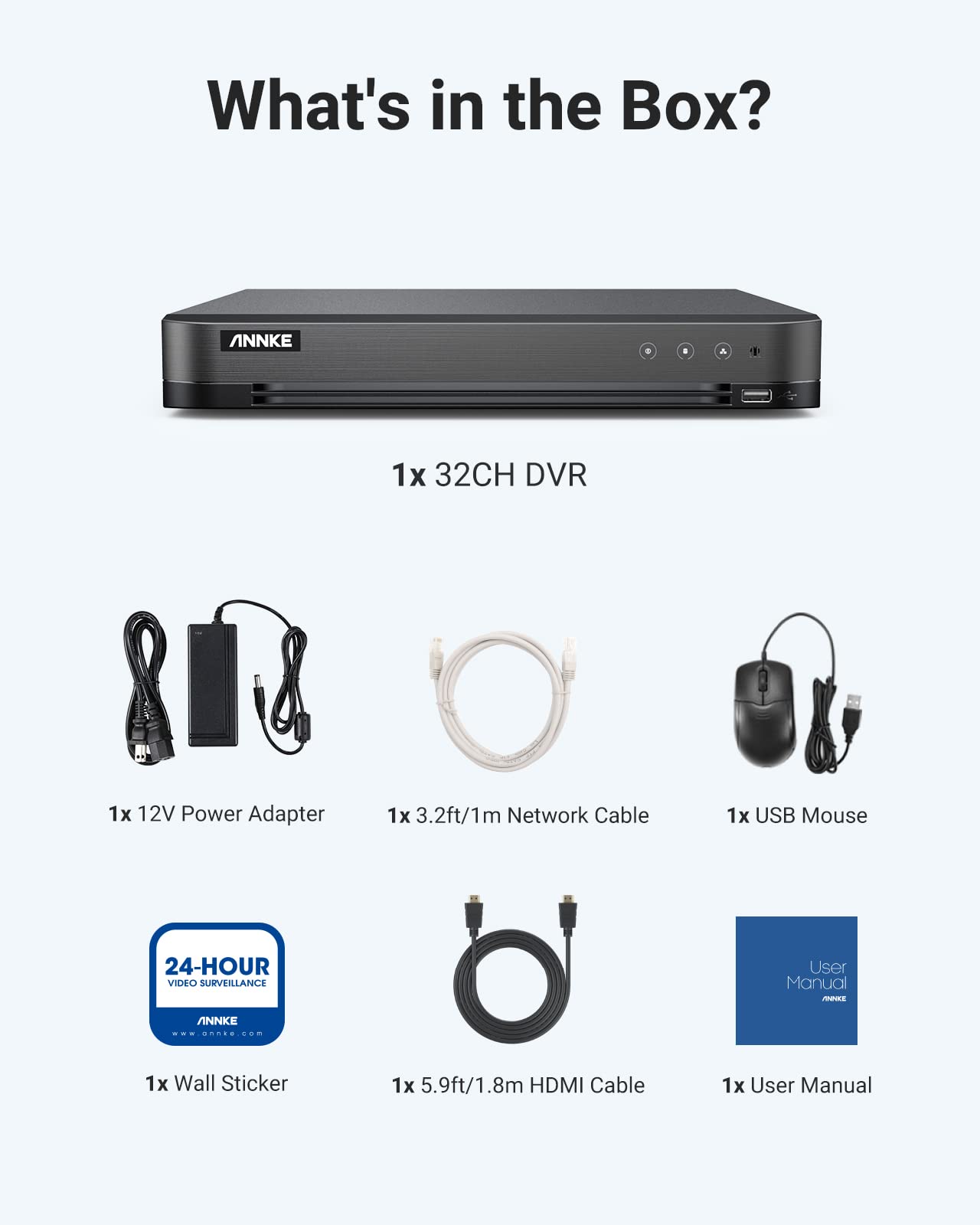 ANNKE 32CH H.265+ 3K Lite Security AI Digital Video Recorder with Human/Vehicle Detection, 5-in-1 CCTV DVR for Home/Business Surveillance Camera System, 24/7 Recording, P2P Technology, NO Hard Drive