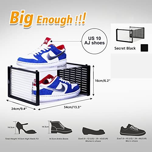 AOTENG STAR Clear Shoe Boxes Plastic Stackable,Shoe Storage Box Closet Shoes Organizer Display Case,12 PACK Breathable Foldable Shoe Containers with Lids,Real Clear Storage Box for Men Women's