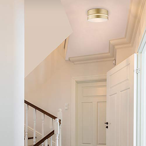 Globe Electric 60754 2-Light Flush Mount Ceiling Light, Soft Gold, Inner Frosted Shade, Ceiling Light Fixture, Light Fixtures Ceiling Mount, Bedroom Lights for Ceiling, Dining Light Fixture