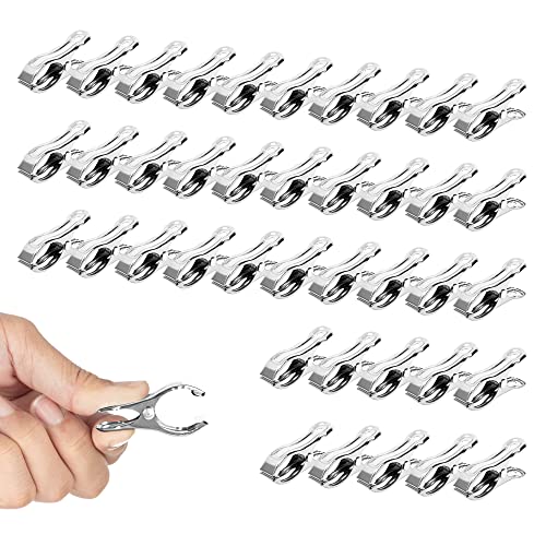 40PCS Stainless Steel Clothes Pins - Beach Towel Clips to Keep Your Towels, Clothes, Blanket from Blowing Away or Sliding Down, Heavy Duty Metal Clips for Greenhouse Netting
