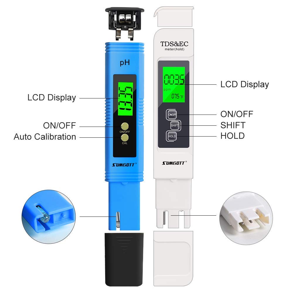 PH Meter Digital TDS Meter EC & Temperature Test Meter 4 in 1 Set, 0.01 High Accuracy PH Tester Pen Water Quality Tester for Household Drinking, Pool and Aquarium