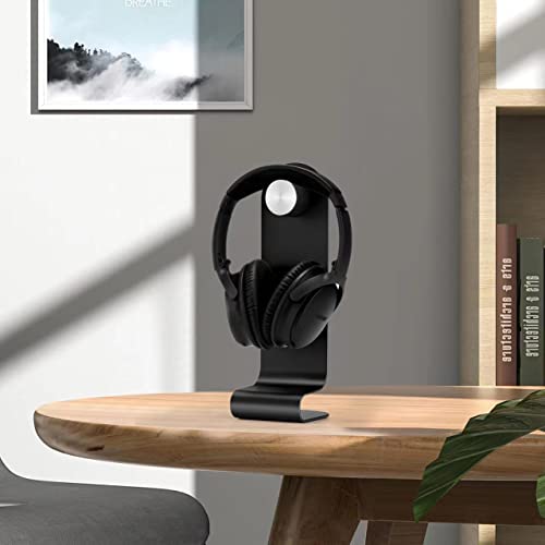 aplslpa Headphone Stand, Headset Stand β Spline β Aluminum Alloy Desk Earphone Stand with one Body Solid Design, for Medium and Small Size Headphone (Licorice Black)