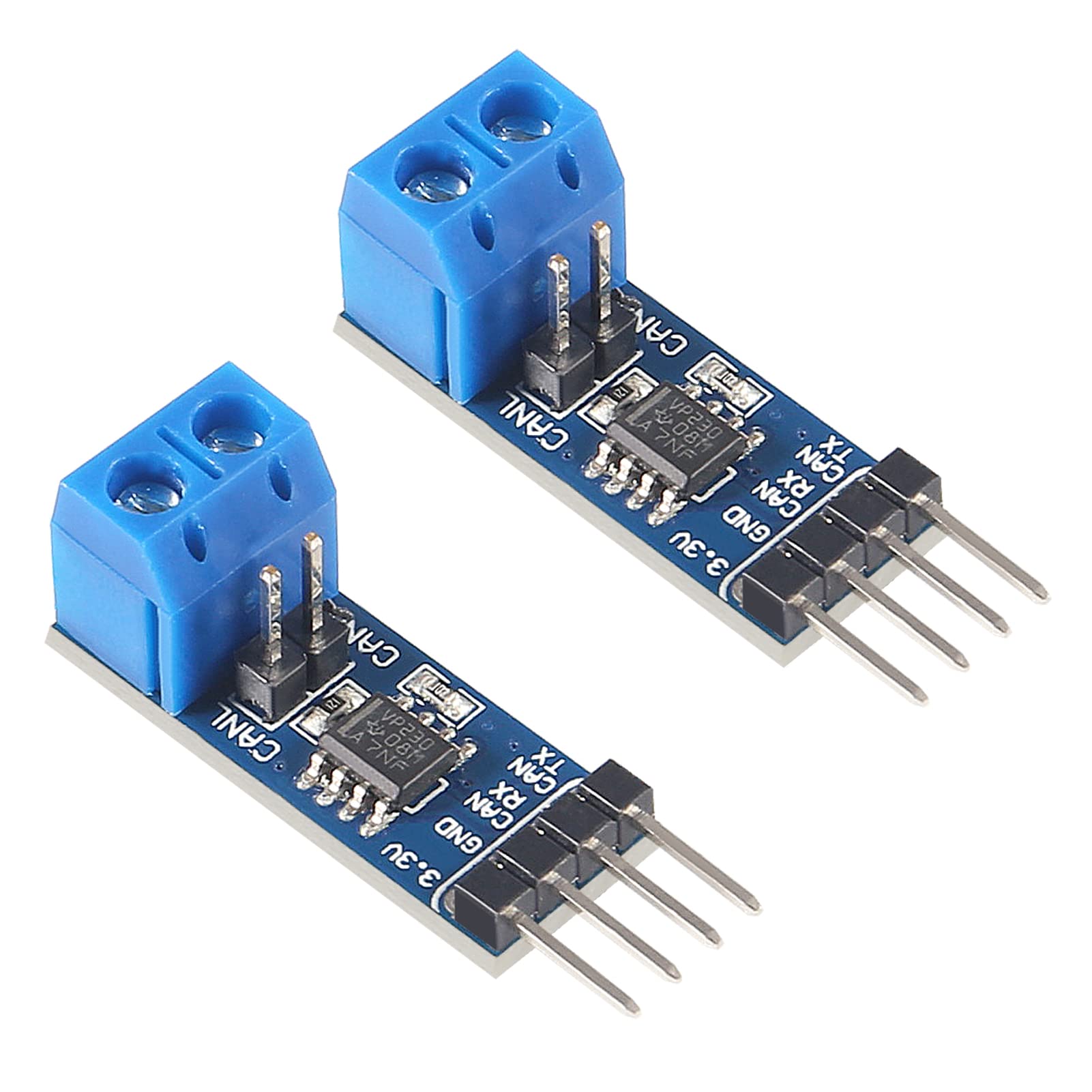 2PCS SN65HVD230 CAN Board, SN65HVD230 CAN Board Connecting MCUs to CAN Network Features ESD Protection Communication Evaluation Development Board 3.3V Compatible with Arduino Controller Board