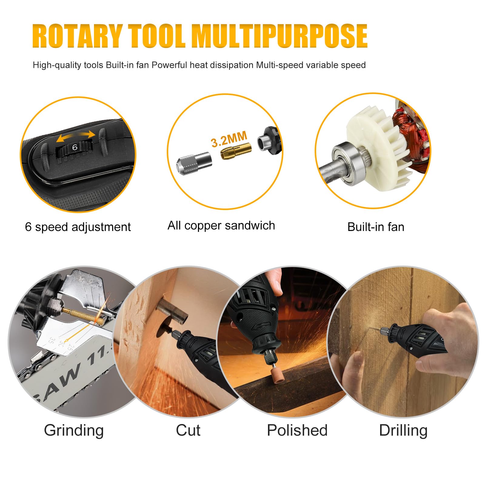 3mirrors ALUMINUM Tungsten Electrode Sharpener Grinder TIG Welding Rotary Tool w/Flat Grinding Block, Cut-Off Slot, Multi-Angle & Offsets, 4 Screw Holes, 5 Double-Sided Grind Wheels, 2 CNC Mandrels