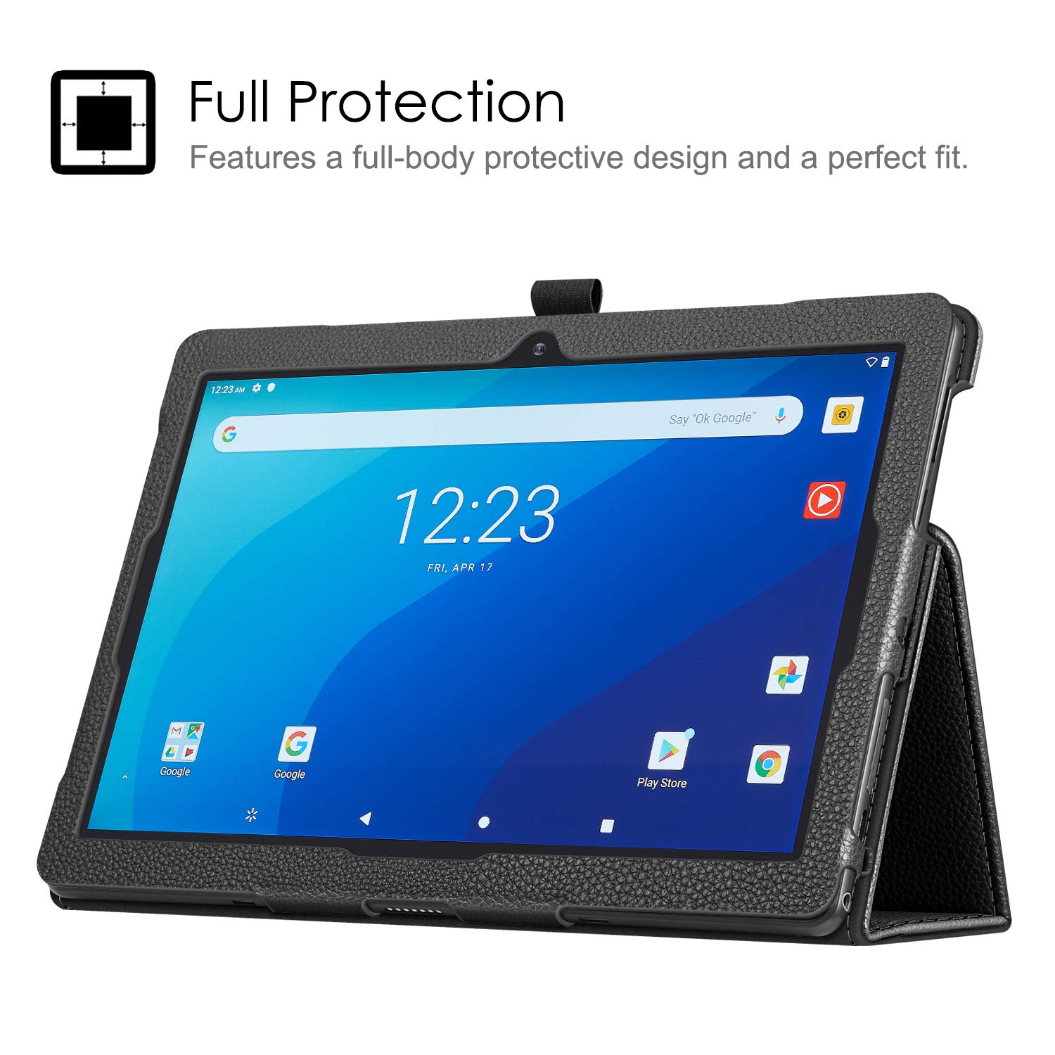 Fintie Case for Onn. 10.1" Tablet Pro (Model: 100003562), Premium Vegan Leather Folio Protective Stand Cover with Pencil Holder for Onn 10.1 inch Pro Tablet - Black