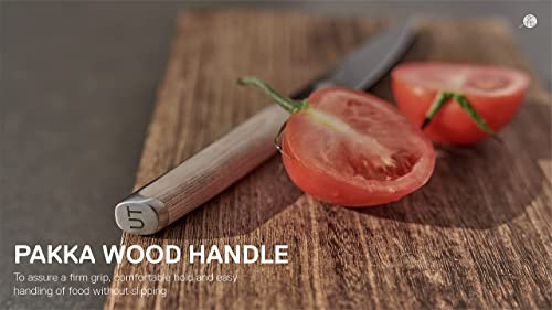 Everdure German Steel Professional Utility Knife, 6 Inch Knife with Titanium Coated Blade and Pakka Wood Handle, Perfect Kitchen Knife for Slicing Sandwiches, Cheese, Vegetables, and More
