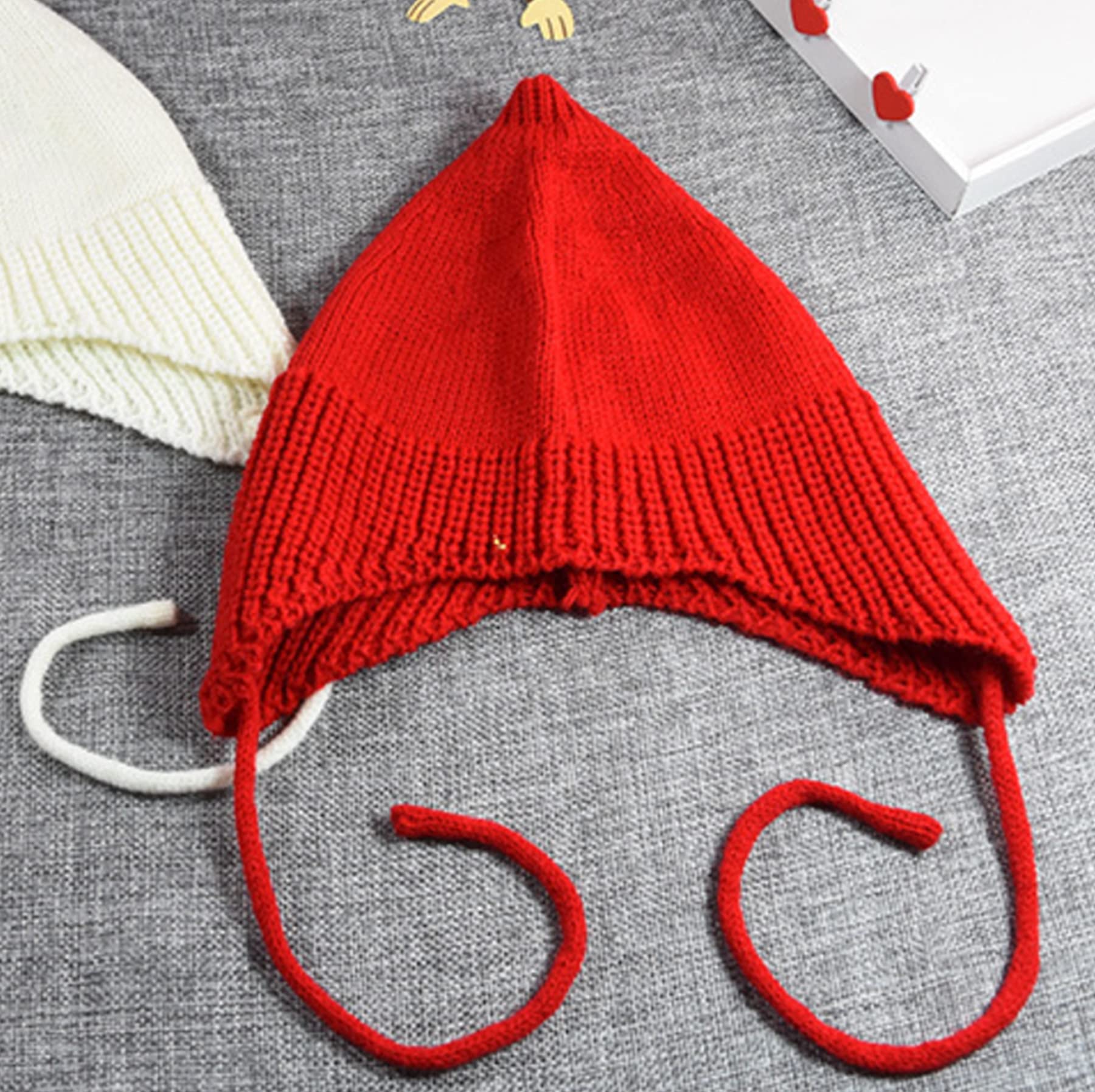 Children-Hat Knitted Beanie Fashion - Girls Boys Knitted Beanie Sharp Pointed Warm Cap (Red)