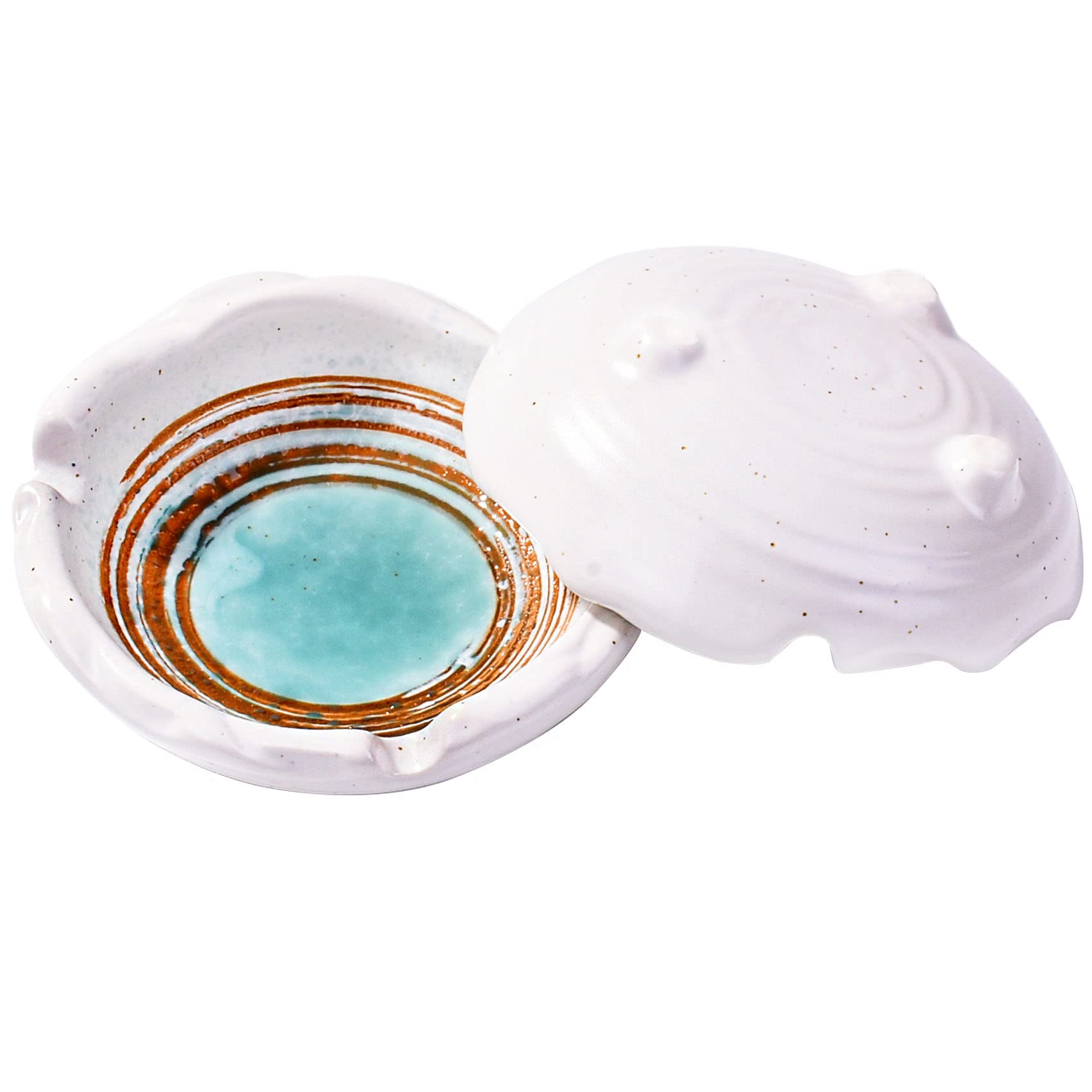 Ashtrays Set of 2, Ceramic Ashtrays, Small Ashtrays for Home, Outdoor, Garden, Balcony, Patio use