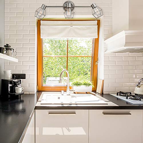Globe Electric 59701 Cedrick 3-Light Track Lighting, Brushed Nickel, Vintage Edison Bulbs Included