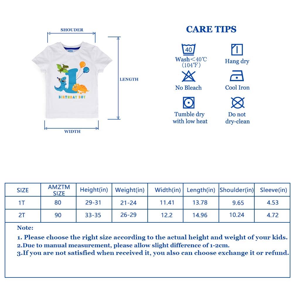 Dinosaur 1st Birthday Party T-Shirt - Toddler White Cotton Tee, Baby Boys Gift