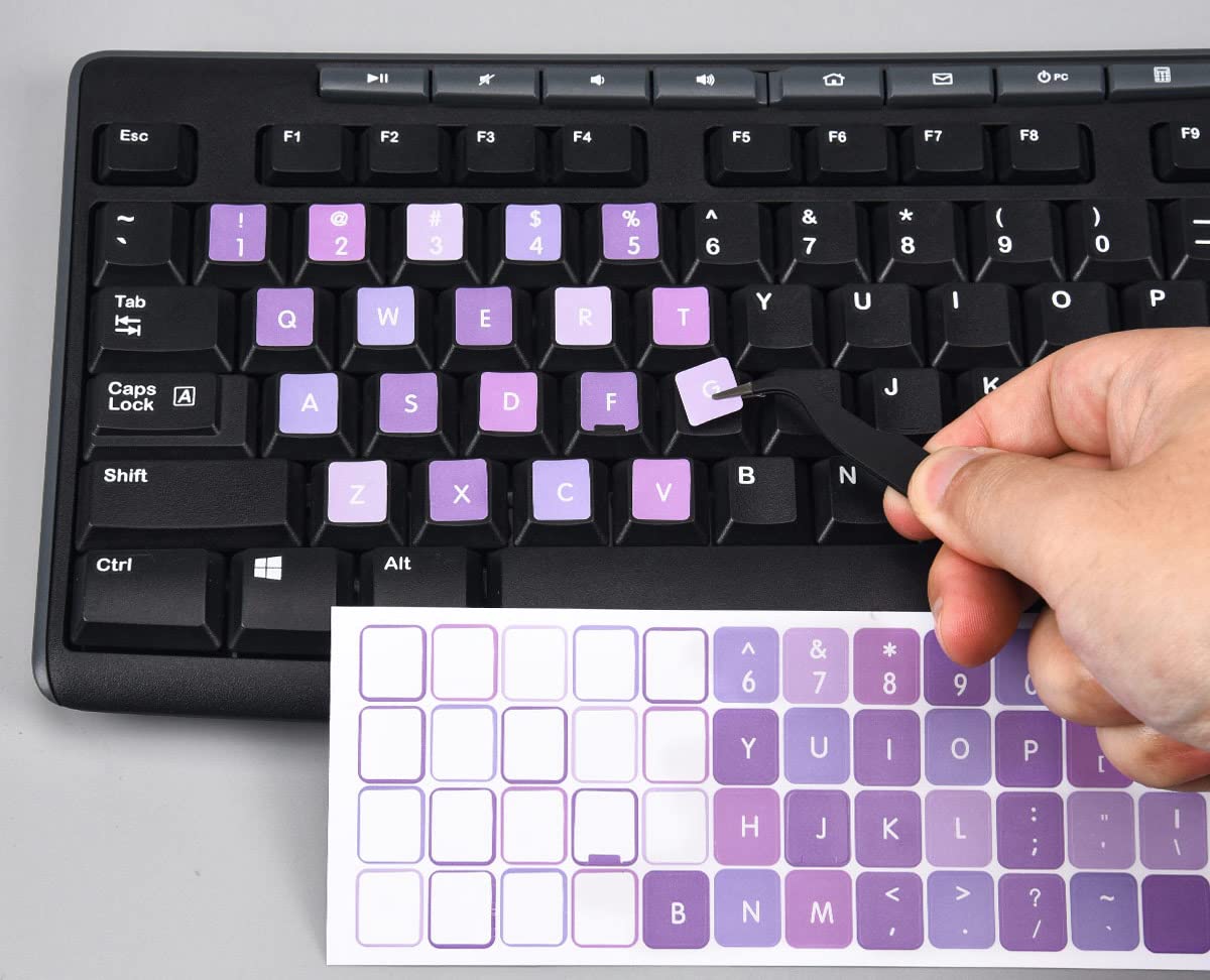 4-in-1 Universal Korean Keyboard Stickers Kit,Replacement Computer Keyboard Alphabet Stickers with Black Background White Lettering for MacBook Air Pro PC Notebook Laptop Desktop Computer
