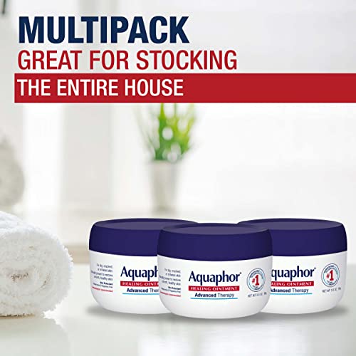 Aquaphor Healing Ointment Advanced Therapy Skin Protectant, Body Moisturizer for Dry Skin, Minor Cuts and Burns, Dry Cuticles, Cracked Heels, Hands and Lips, 3.5 Oz Jar