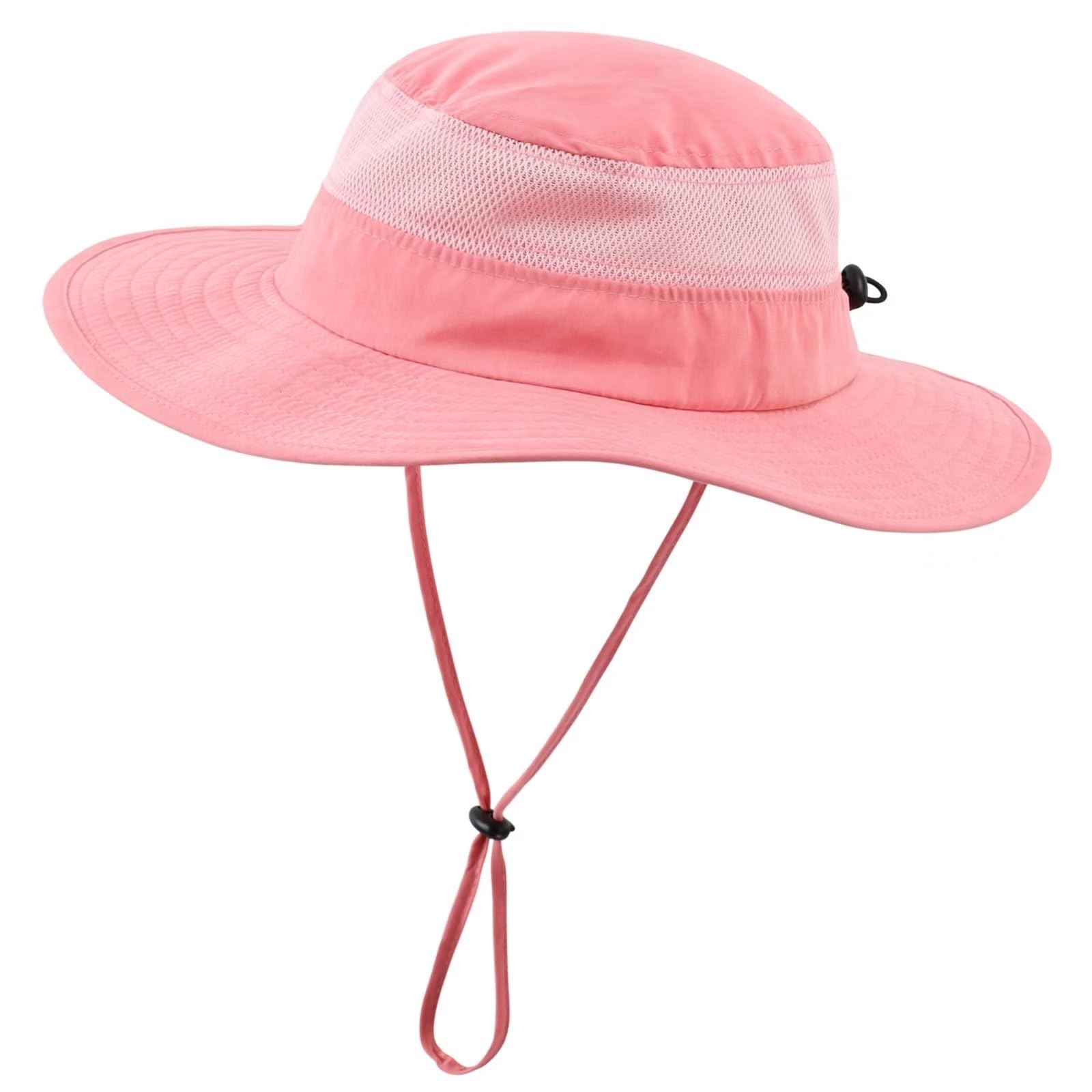 Connectyle Little Girls Sun Hat UV Protection Beach Hat for Toddler Girls Breathable Bucket Hat for Summer UPF 50+ Baby Pink