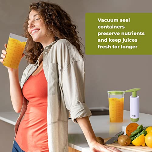 Shop LC Food Saver Containers for Vacuum Seal - BPA Free - Preserve Juice & Liquid for Longer, Stackable, Airtight Juice Container (1 pcs + Vacuum Sealer Pump)