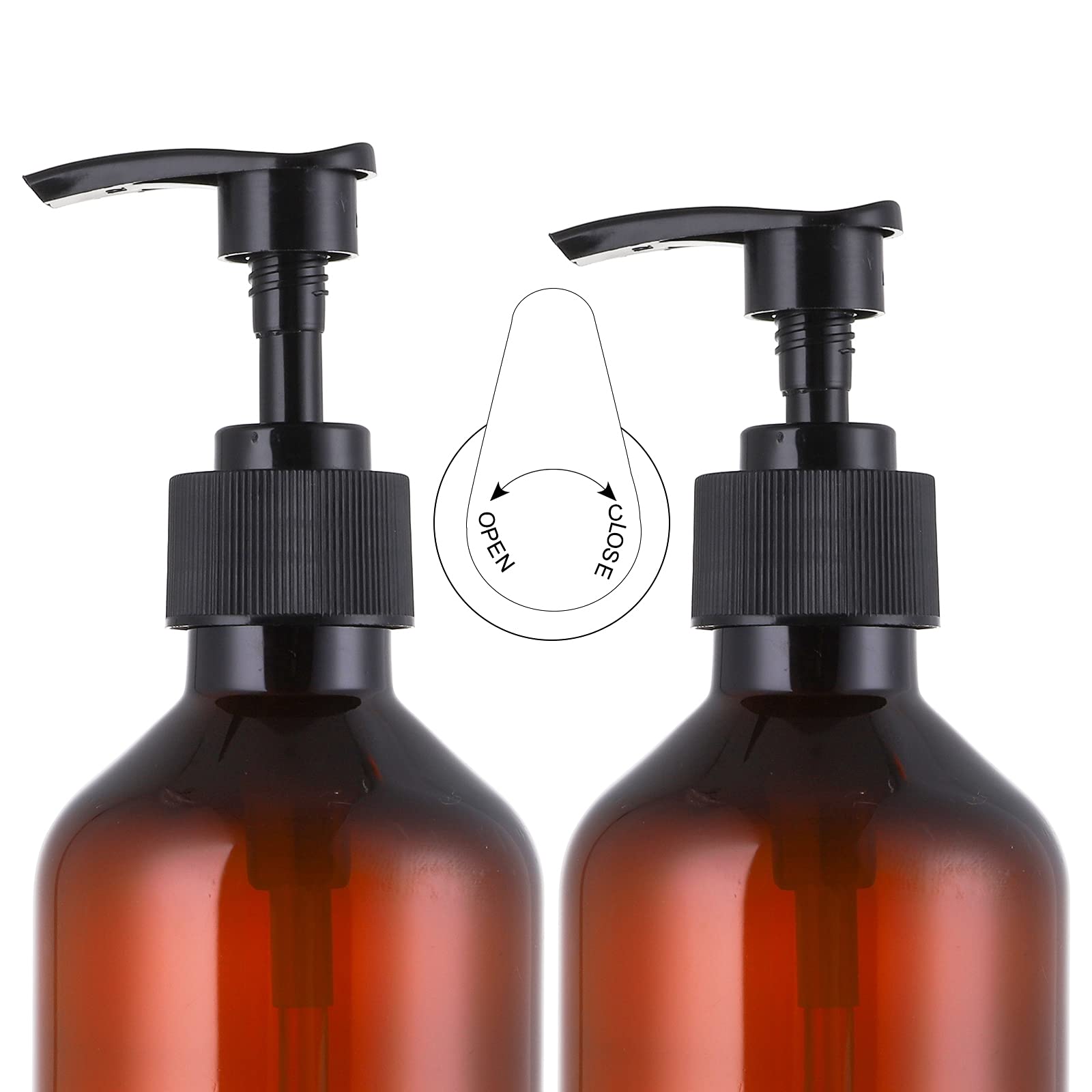 Jucoan 9 Pack Amber Soap Dispenser Empty Plastic Pump Bottles, 10oz Refillable Travel Soap Shampoo Dispenser Bottles for Hand Sanitizer Soap Cosmetic Lotion Body Wash Conditioner Bathroom Kitchen