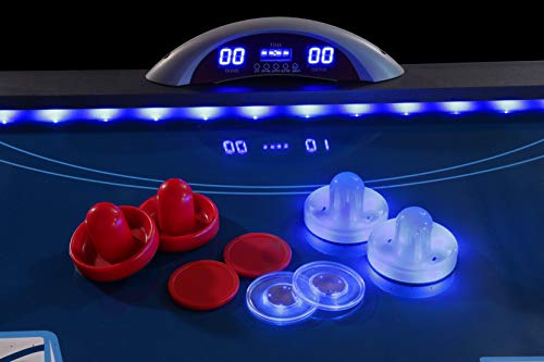 Atomic 90” Indiglo LED Light UP Arcade Air Powered Hockey Table - Includes Light Up Pucks and Pushers, Grey
