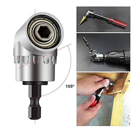 3Pcs 1/4" 3/8" 1/2"Hex Socket Adapter Drill Bits Set,Impact Grade Socket Wrench Adapter Extension Set,105°Right Angle Drill Bit Adapter Attachment 1/4" Drive Hex Magnetic Bit Socket Screwdriver Drill