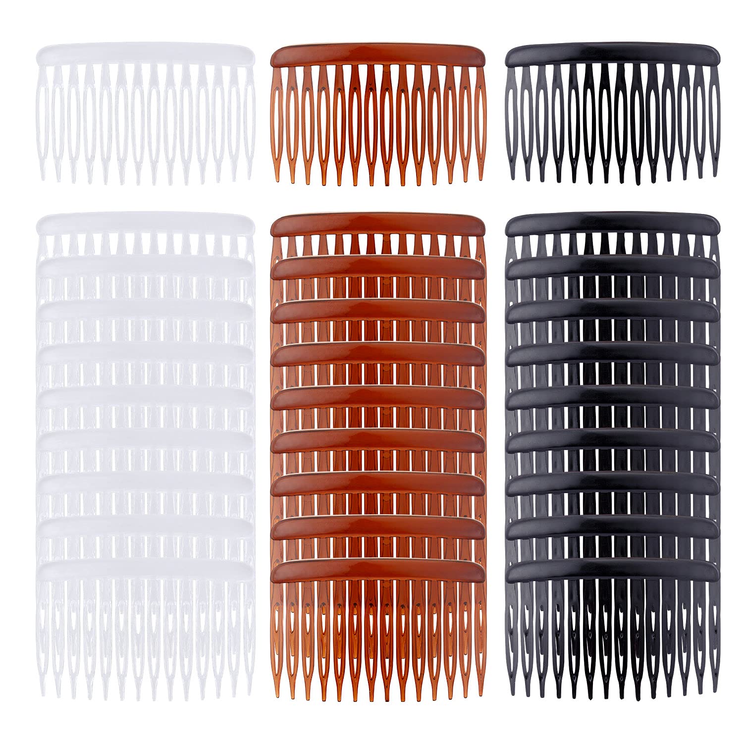 Lawie 30 Pack Clear Black Brown Small Plastic Side Hair Comb With Teeth Hairpins Grips for Women Bridal Wedding Veil Decorative Headpiece French Twist Updo Bun Accessories