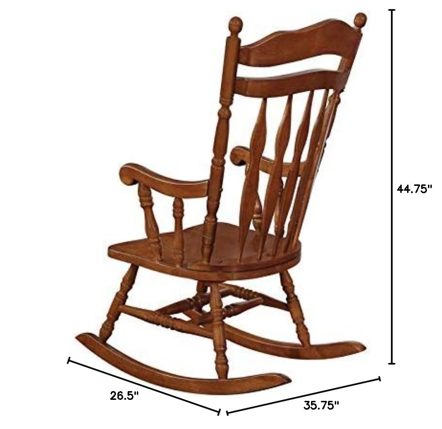 BOWERY HILL Windsor Traditional Rocking Chair in Medium Brown