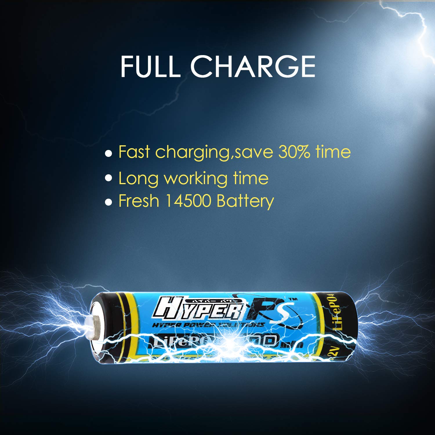 HYPERPS 3.2V AA 600mAh Rechargeable Battery for Solar Panel Light, Tooth Brush, Shaver, Flashlight (2-Pack)