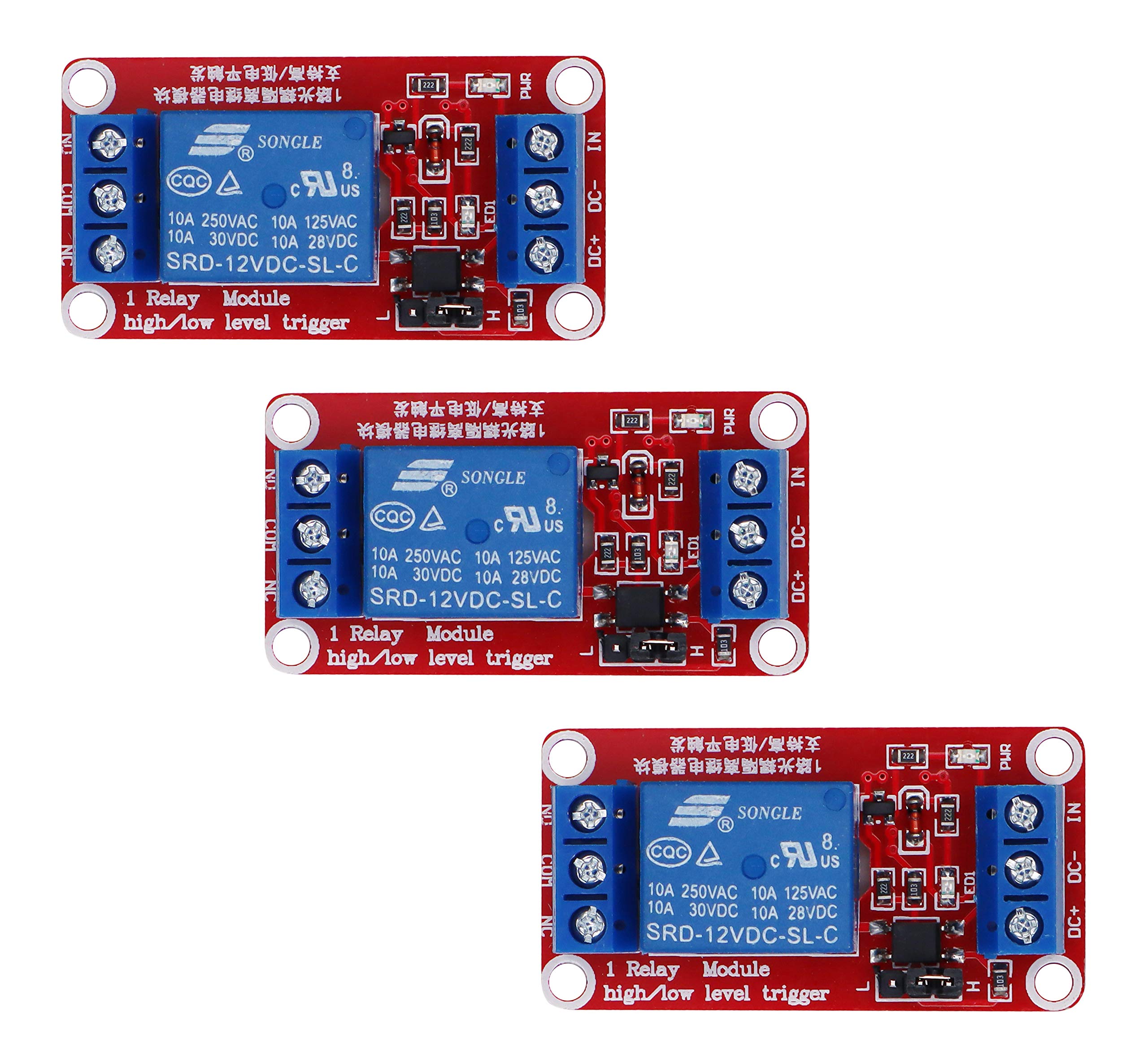 Excelity 3-Packs Single-Channel DC 12V Relay Module with Optocoupler for DSP AVR PIC ARM Development