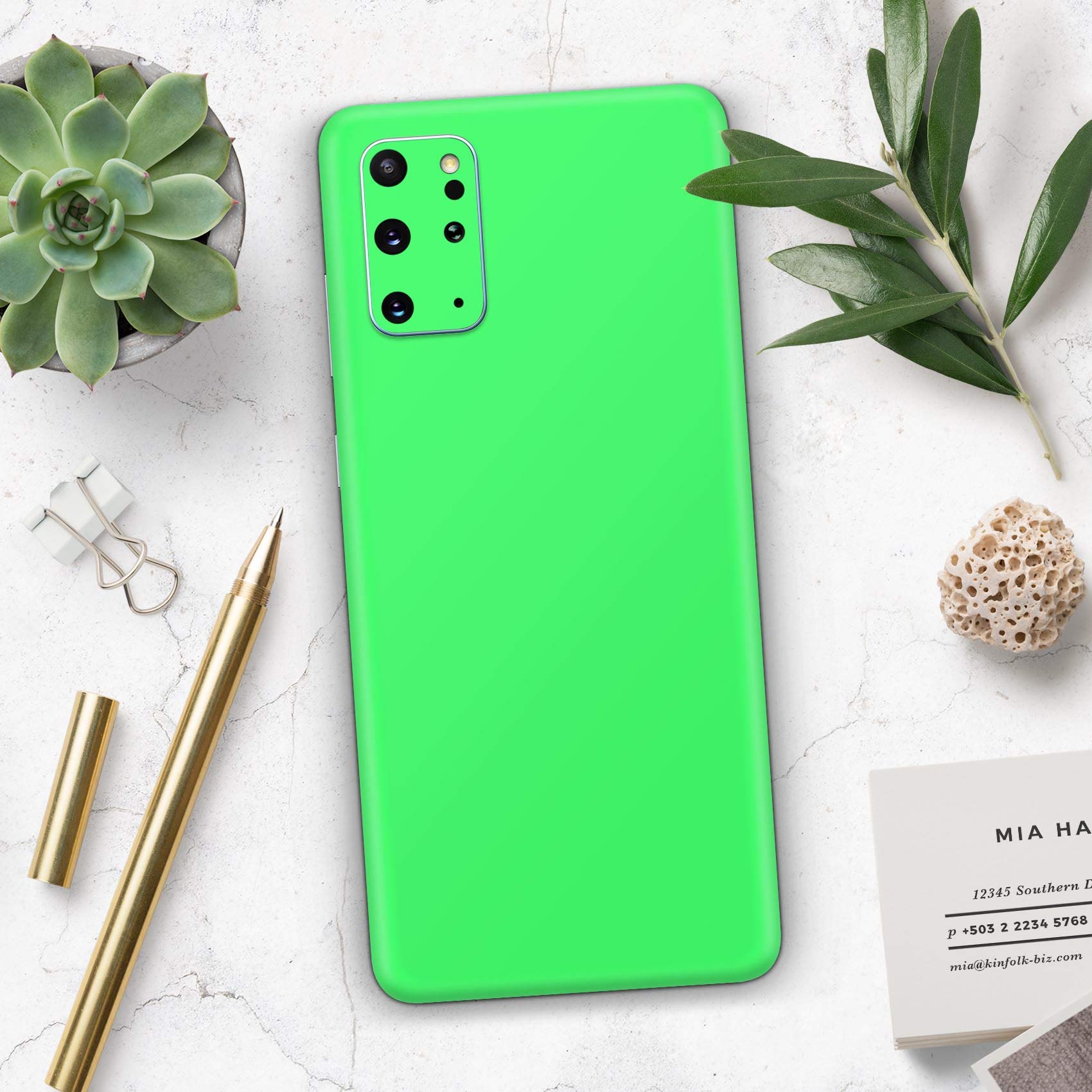 DesignSkinz Solid Green V2 Protective Vinyl Decal Wrap Skin Cover Compatible with The Samsung Galaxy S20 (Screen Trim & Back Glass Skin)