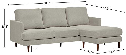 Amazon Brand β Rivet Goodwin Modern Reversible Sectional Sofa Couch, 88.6"W, Light Grey