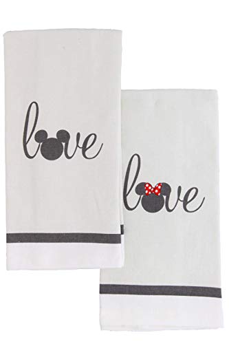 Disney 100% Cotton Kitchen Towels, 2pk, 16 x 28 inches - Mickey and Minnie Love