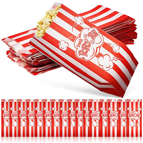 CALLARON Popcorn Bag 100 Pcs Popcorn Container Bags Popcorn Bags Paper Popcorn Bags for Popcorn Bars, Movie Nights, Concessions Small Popcorn Bags